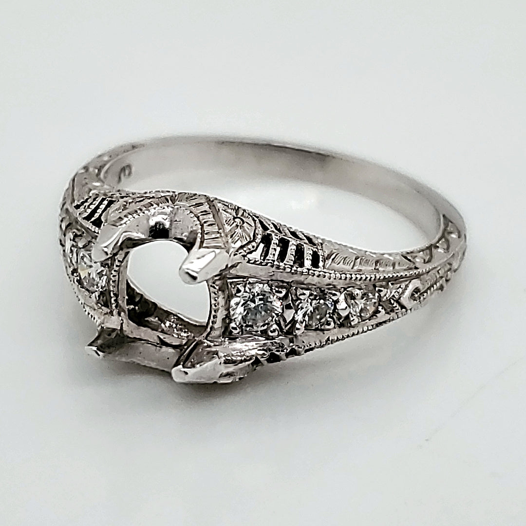 Modern Platinum and Diamond Engagement Ring Mounting